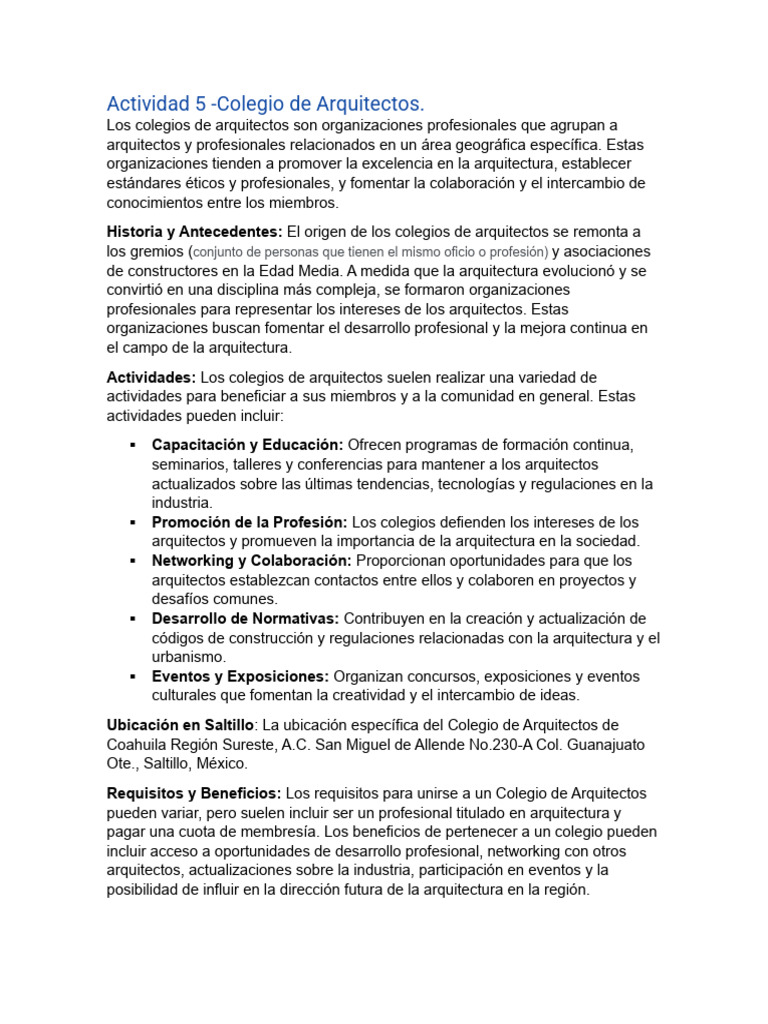 Colegio de Arquitectos Saltillo | PDF | Arquitecto