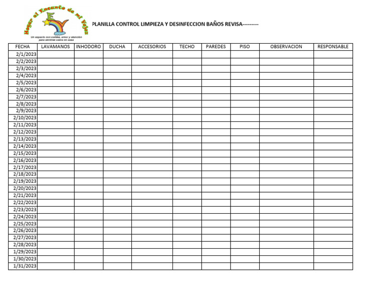 Planillas Control Baños | PDF