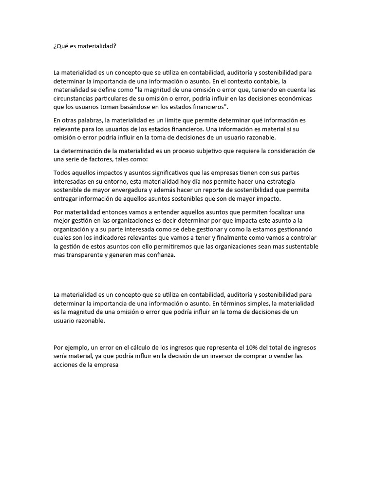 Qué Es Materialidad | PDF