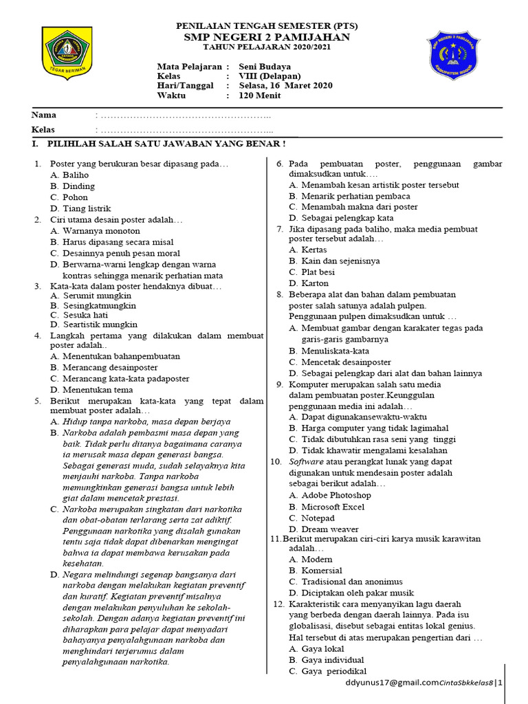 NASKAH SOAL PTS SBK KELAS 8-smt 2 | PDF