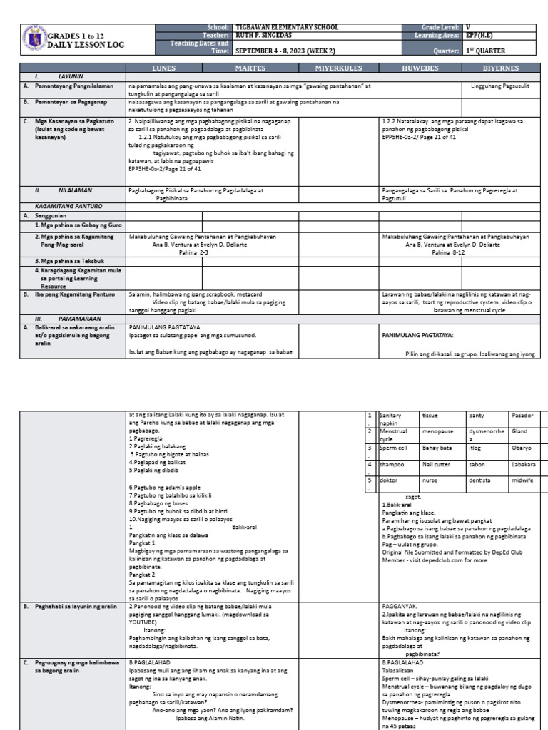 DLL - Epp 5 - Q1 - W2 | PDF