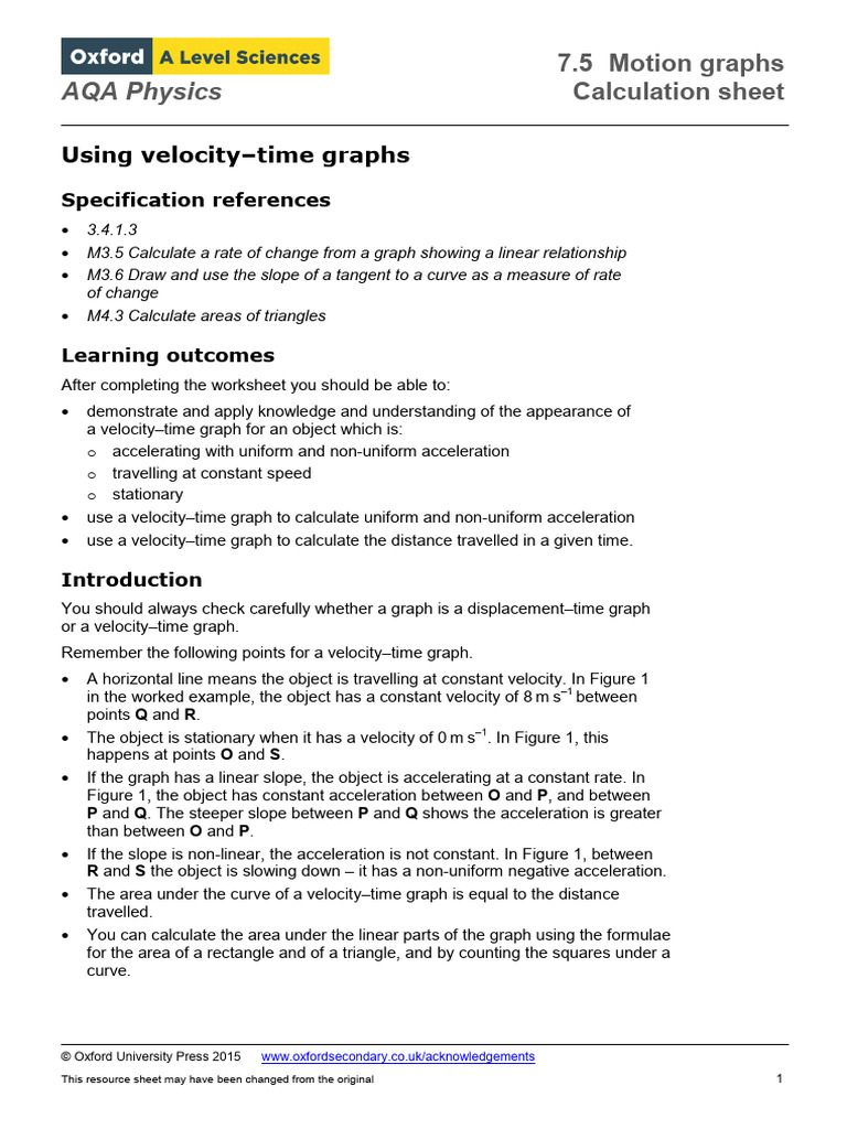 Using Velocity-Time Graphs - Calc | PDF | Acceleration | Area