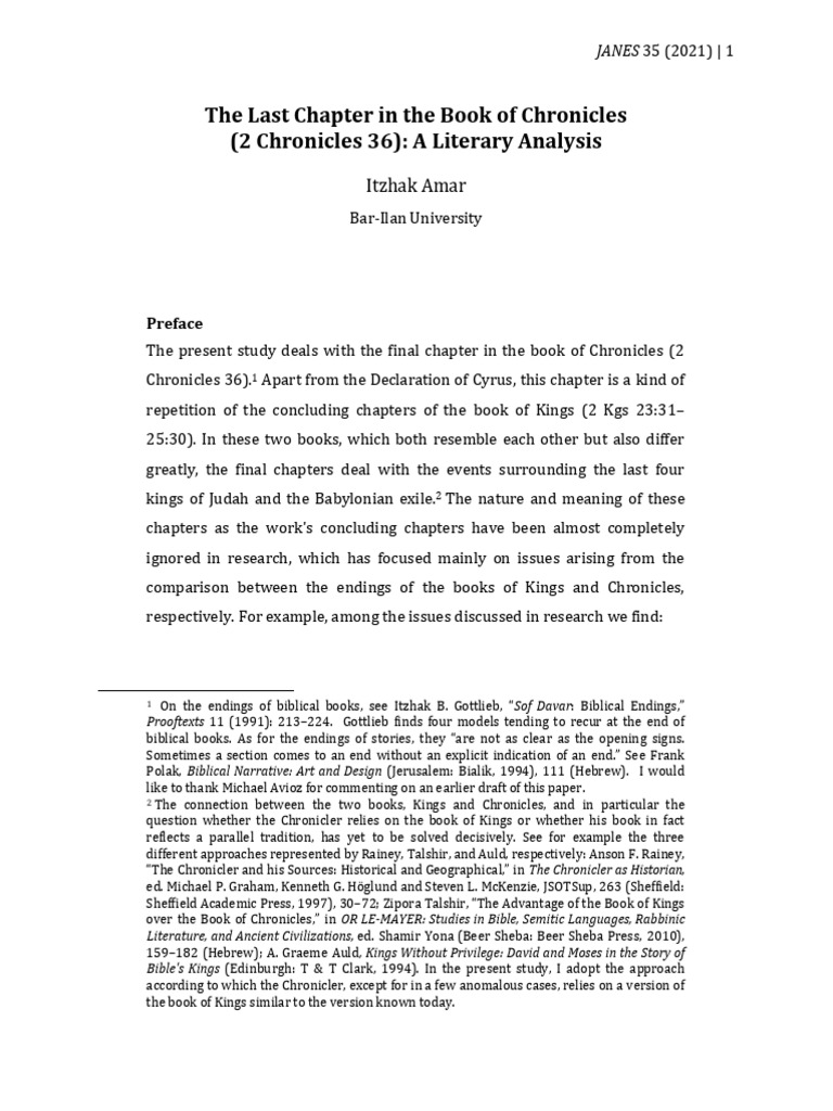 Literary Analysis of 2 Chronicles 36 | PDF | Ancient Israel And Judah