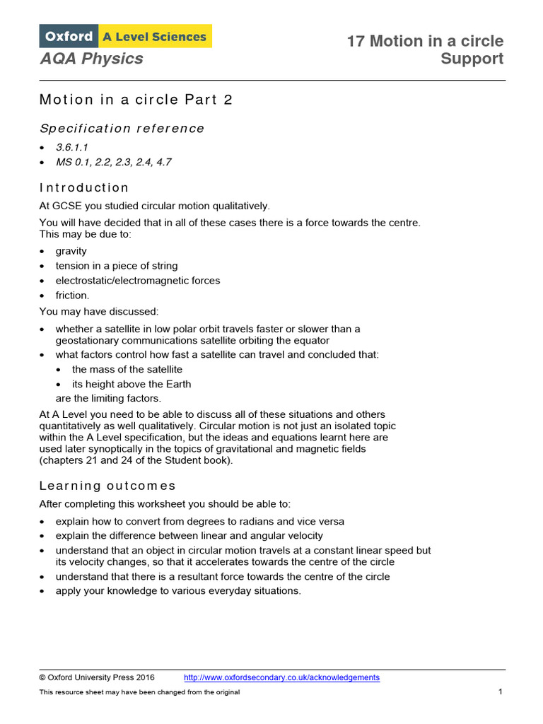 Circular Motion Concepts and Calculations | PDF | Acceleration | Force