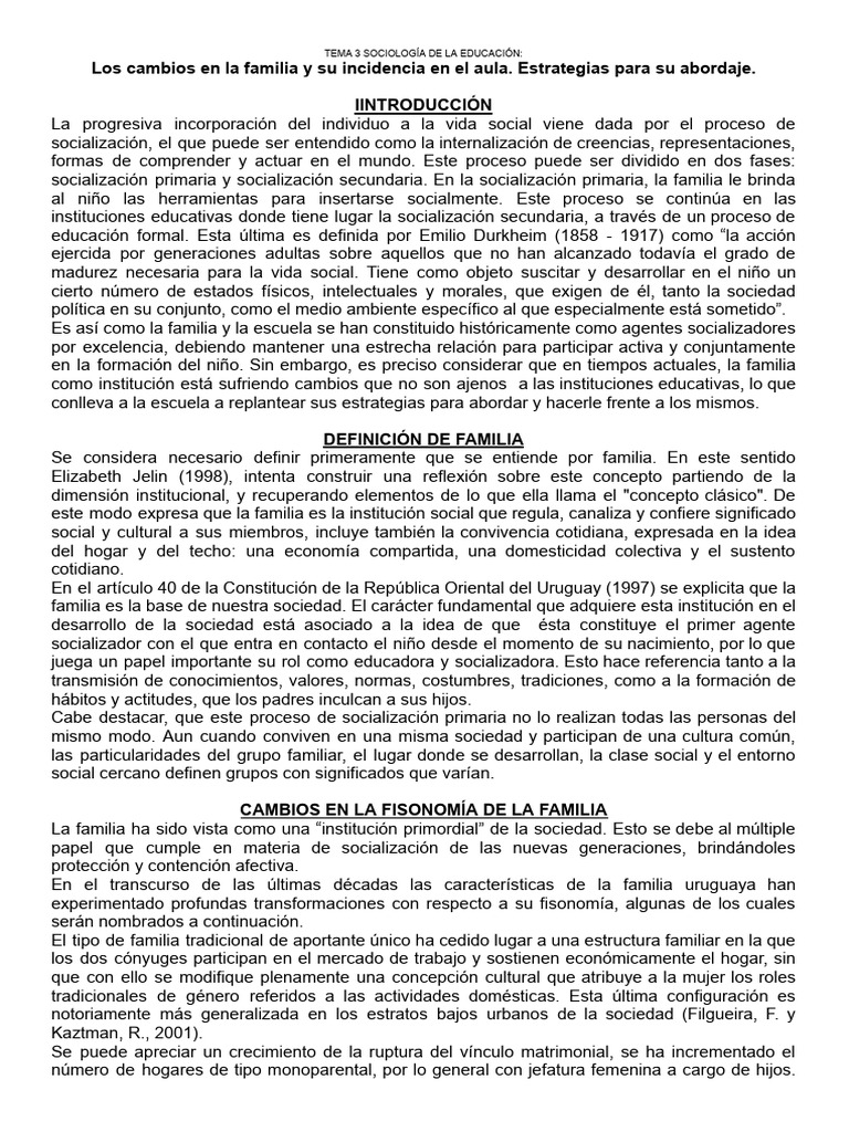 6-Sociología. Los Cambios en La Familia y Su Incidencia en El Aula ...