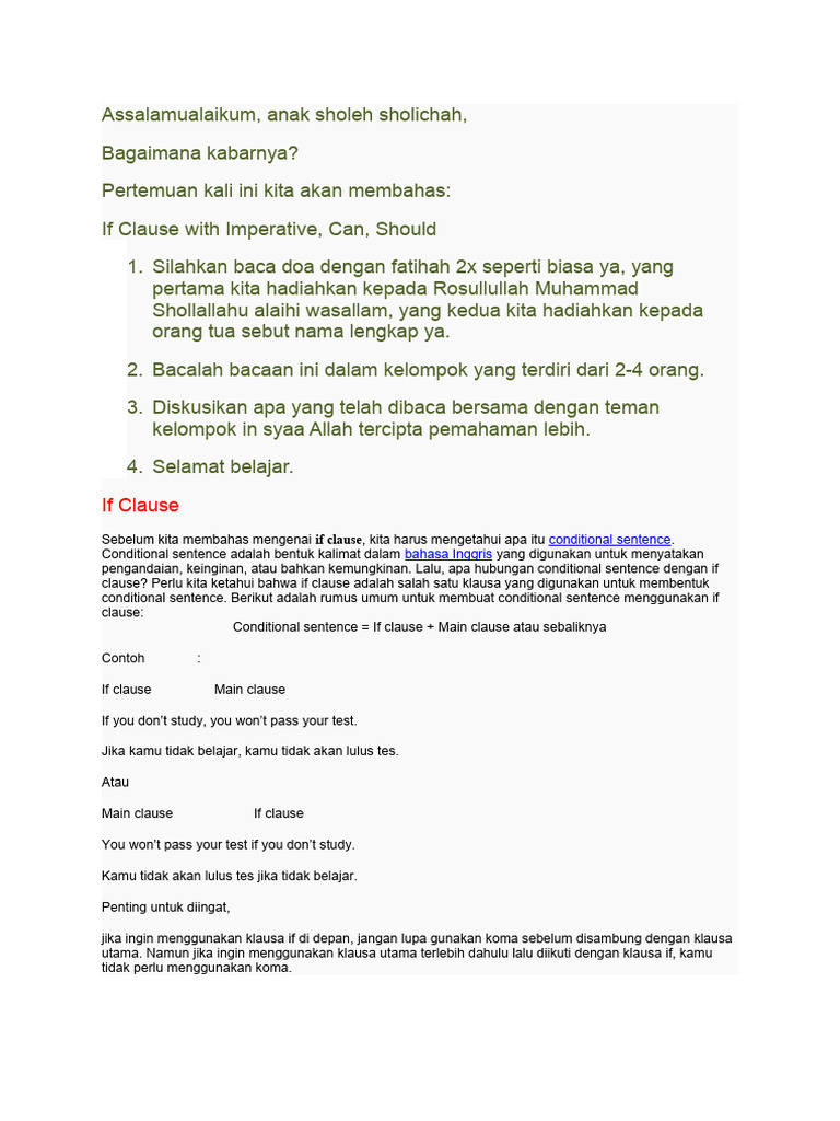 If Clause With Imperative, Can, Should | PDF