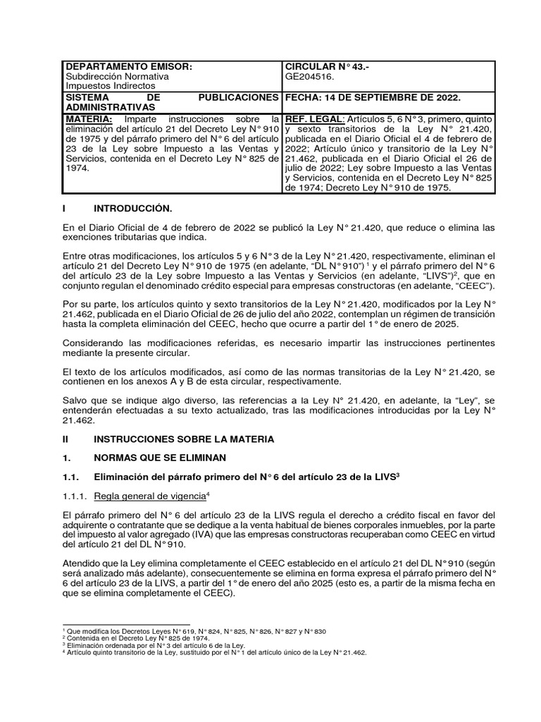 Circular #43 de 2022 | PDF