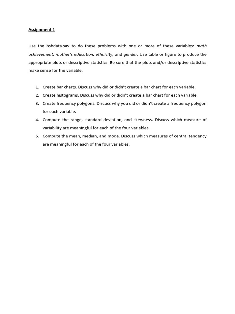 Quiz - Assignment 1 - SPSS EDA - Measurement & Descriptive Statistics | PDF Quiz - Assignment 1 - SPSS EDA - Measurement & Descriptive Statistics | PDF