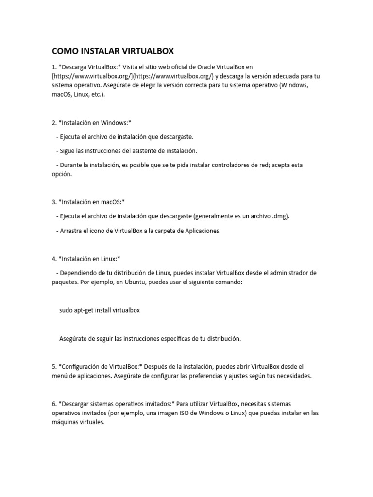 Guía para Instalar VirtualBox Paso a Paso | PDF