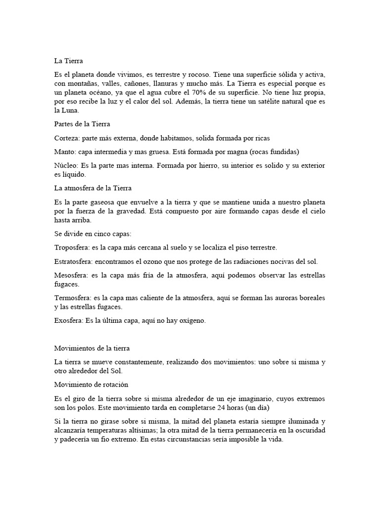 La Tierra y Sus Movimientos. | PDF | Tierra | Atmósfera
