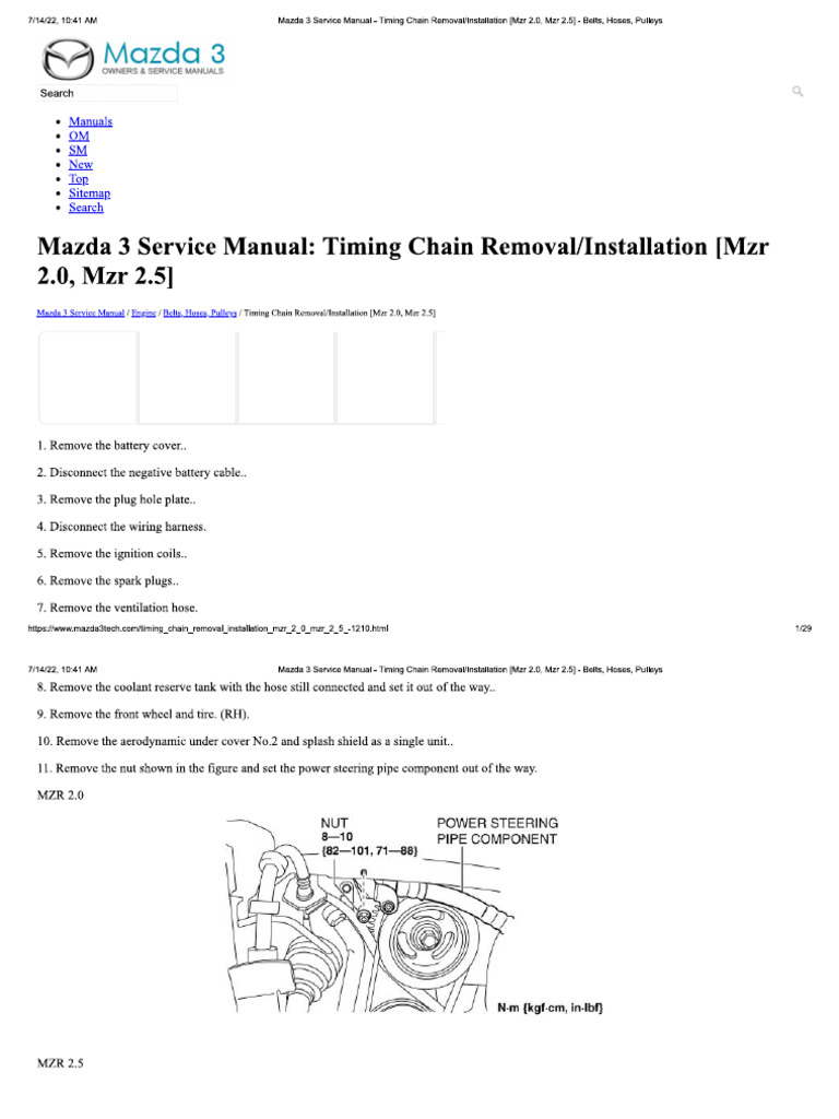 Mazda 3 Service Manual - Timing Chain R 2.0, Mzr 2 | Pdf