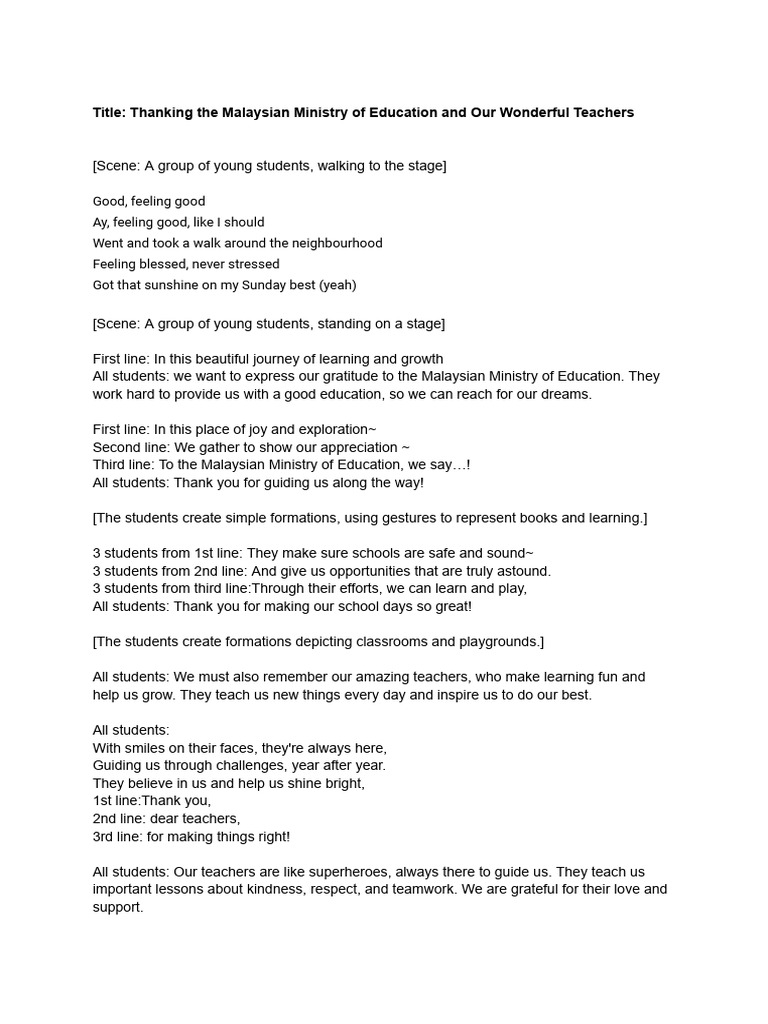 Choral Speaking Script | PDF