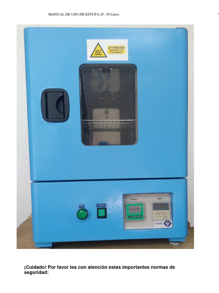 Manual Uso Estufa 25-30L | PDF | Enchufes y tomas de corriente alterna | Bienes manufacturados