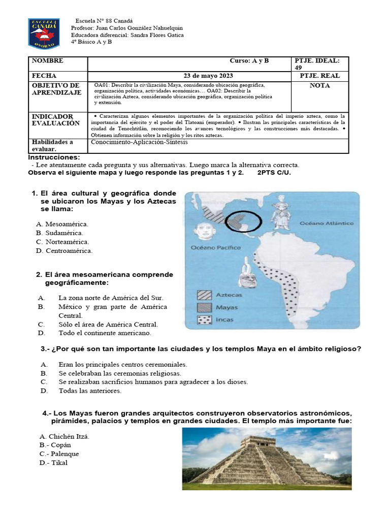 Prueba de HISTORIA - 4 | PDF