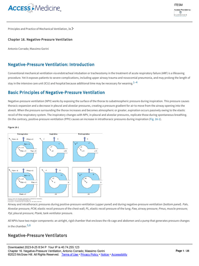 Negative-Pressure Ventilation Guide | PDF | Chronic Obstructive ...