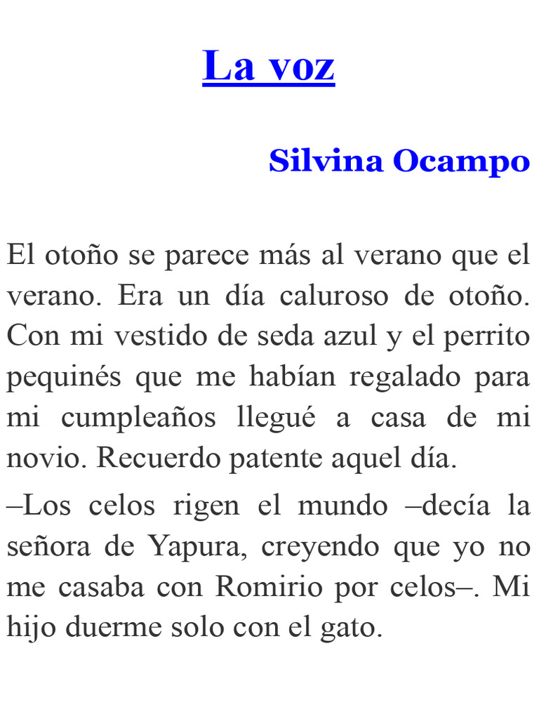 Cuento de Silvina Ocampo - Las Esclavas de Las Criadas | PDF