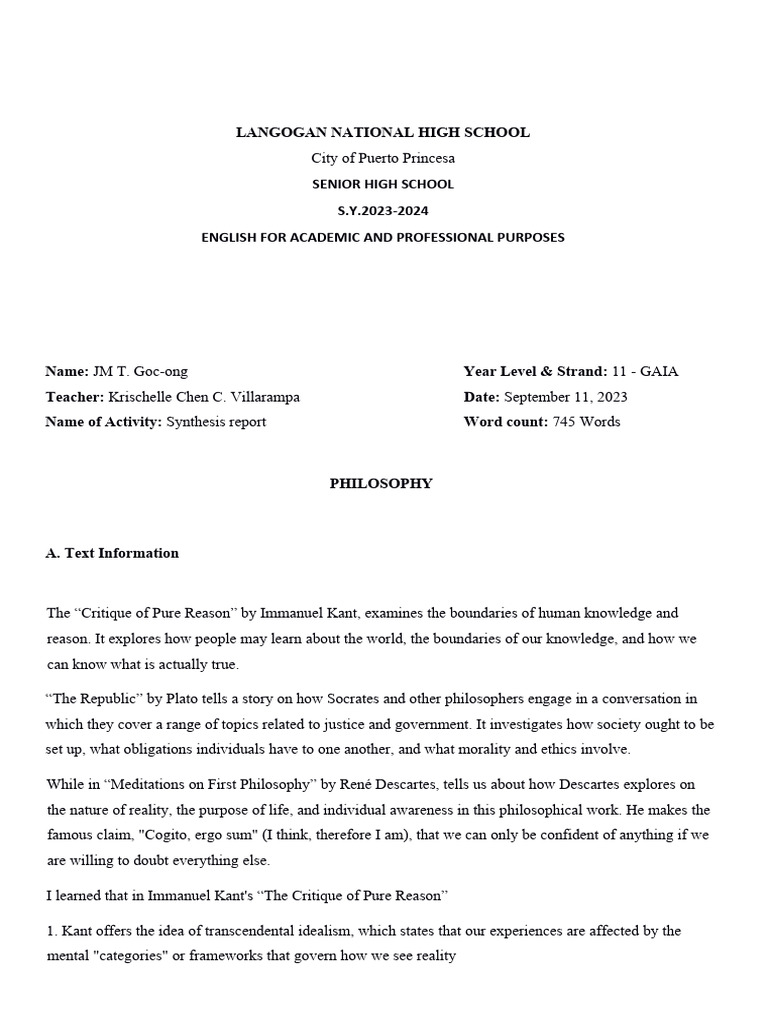 Kant's Philosophy and Human Knowledge | PDF | Philosophy