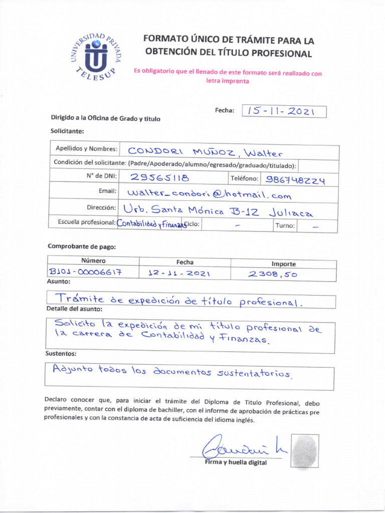Modelo Tramite Del Titulo - 230814 - 122223 | PDF