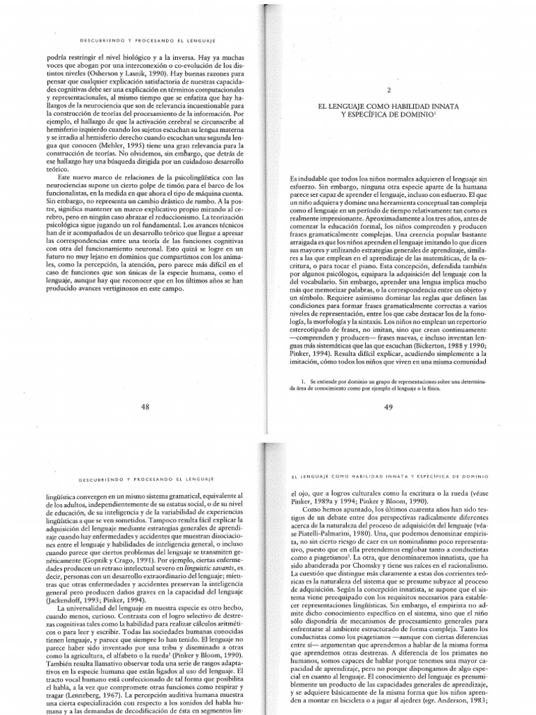 Expo 7-El Lenguaje Como Habilidad Innata y Específica de Dominio | PDF