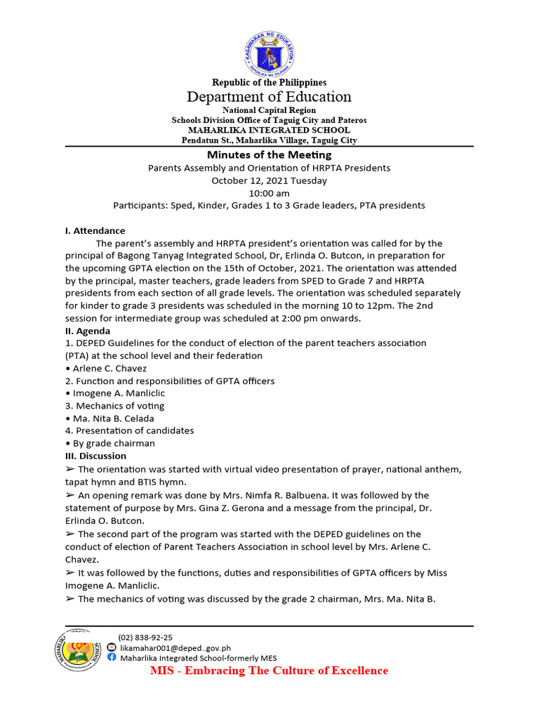 PTC School Report Template | PDF | Government