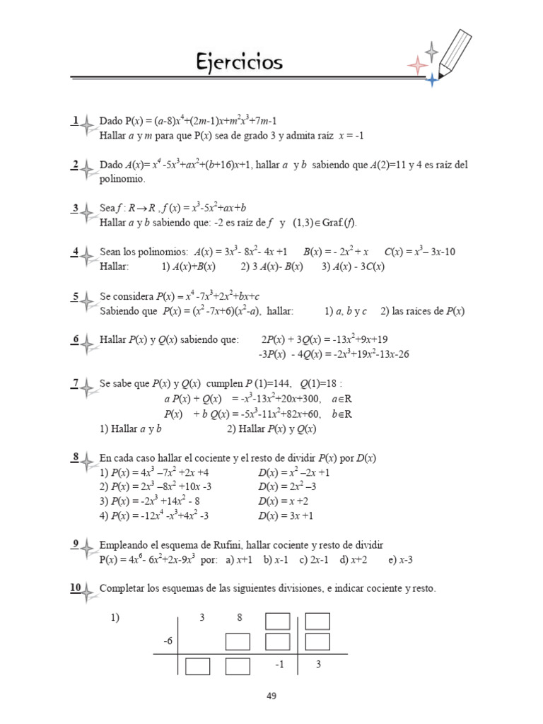 Ejercicios Polinomios | PDF