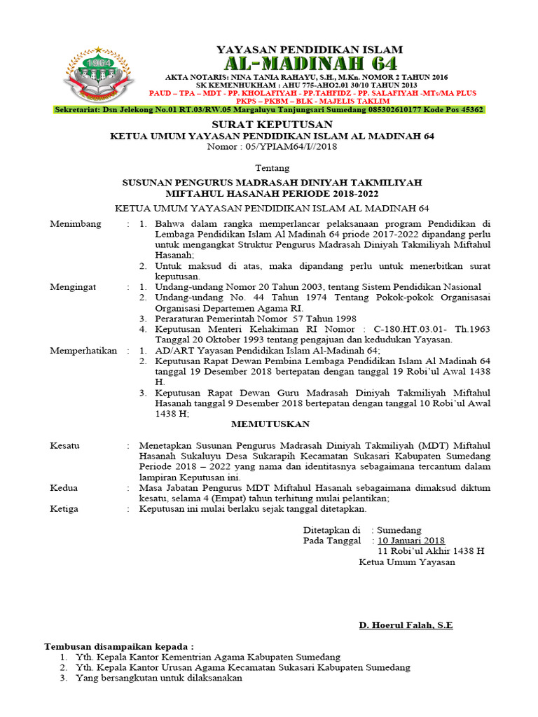 SK Pengurus MDT | PDF