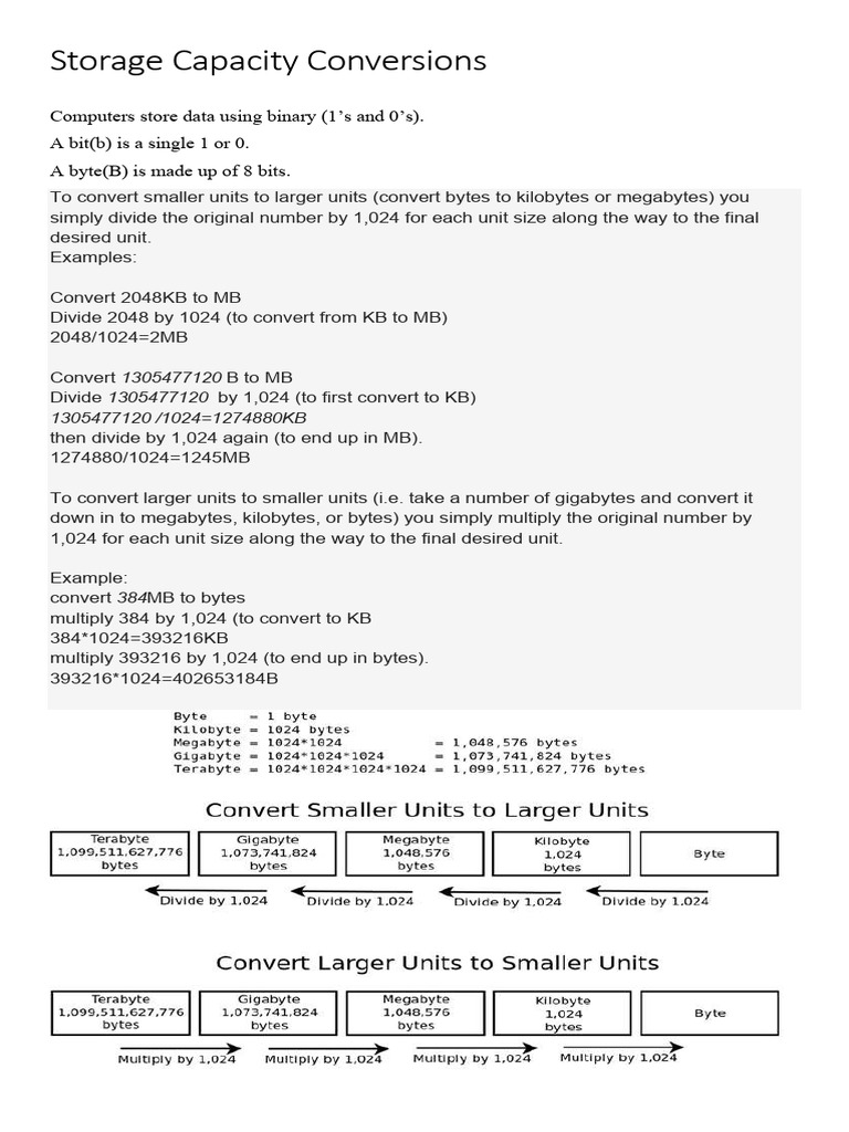 Storage Unit Conversion | PDF