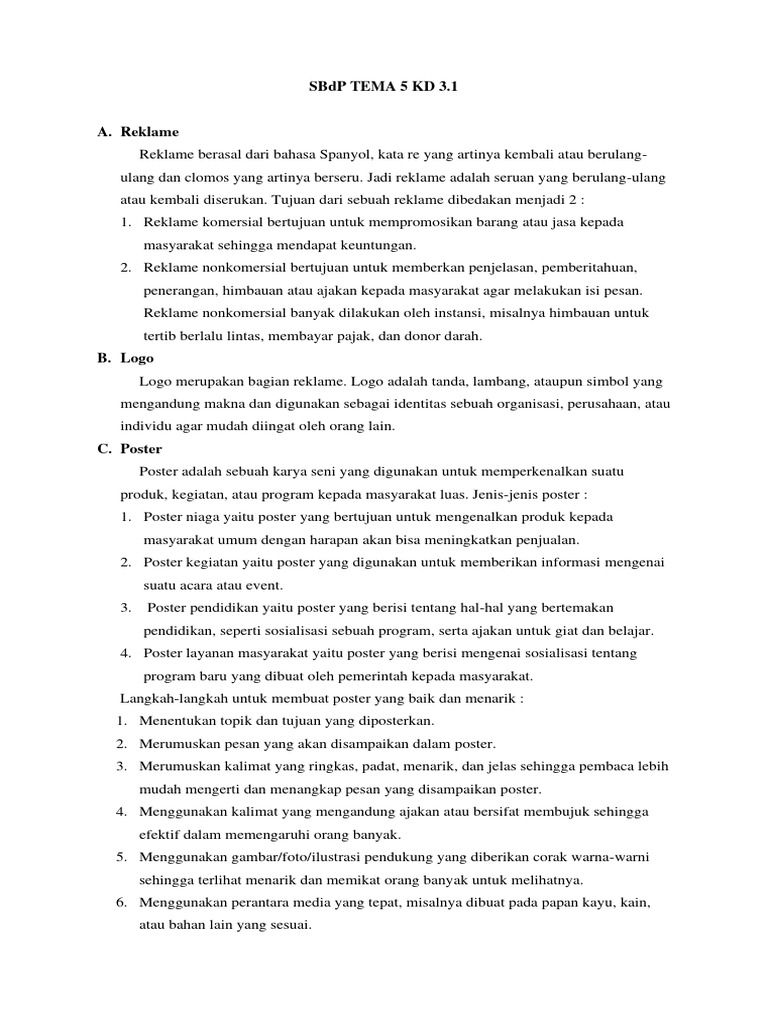 SBDP TEMA 5 Kelas 5 | PDF
