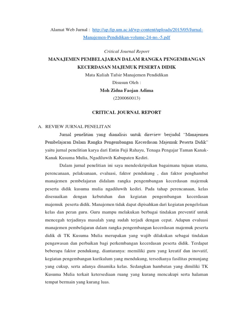 Critical Journal | PDF