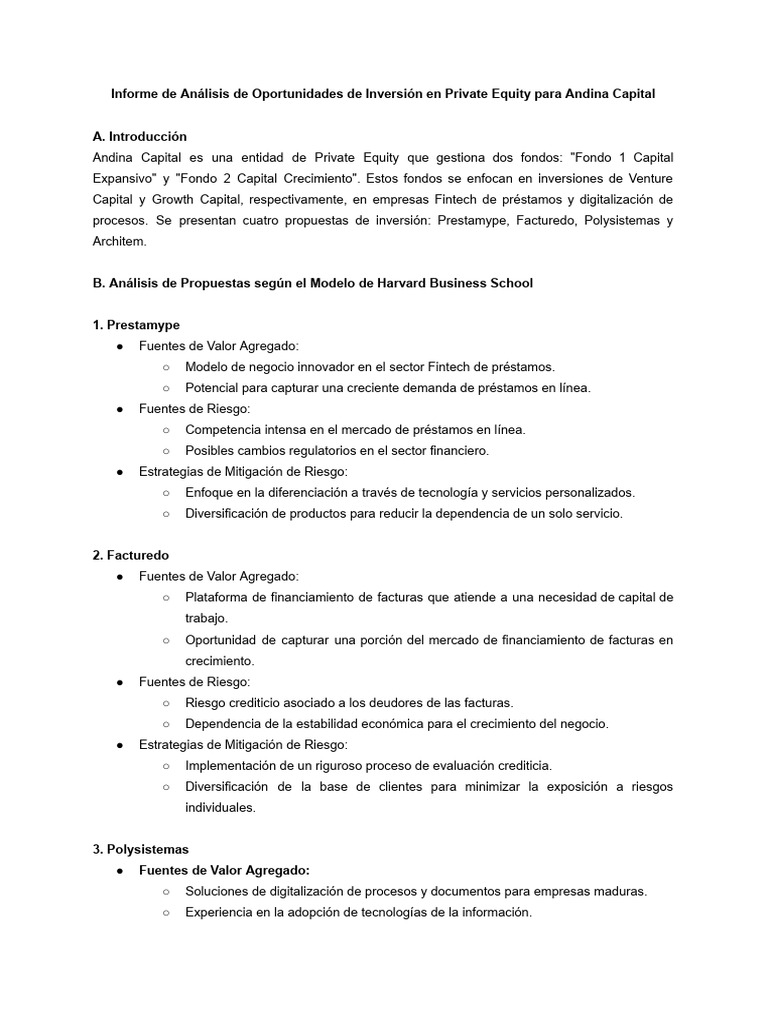 Informe de Análisis de Oportunidades de Inversión en Private Equity ...