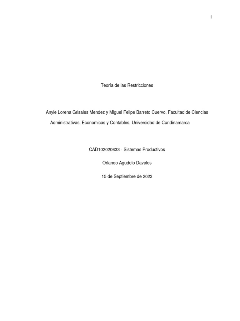 Teoría de Las Restricciones | PDF | Negocios