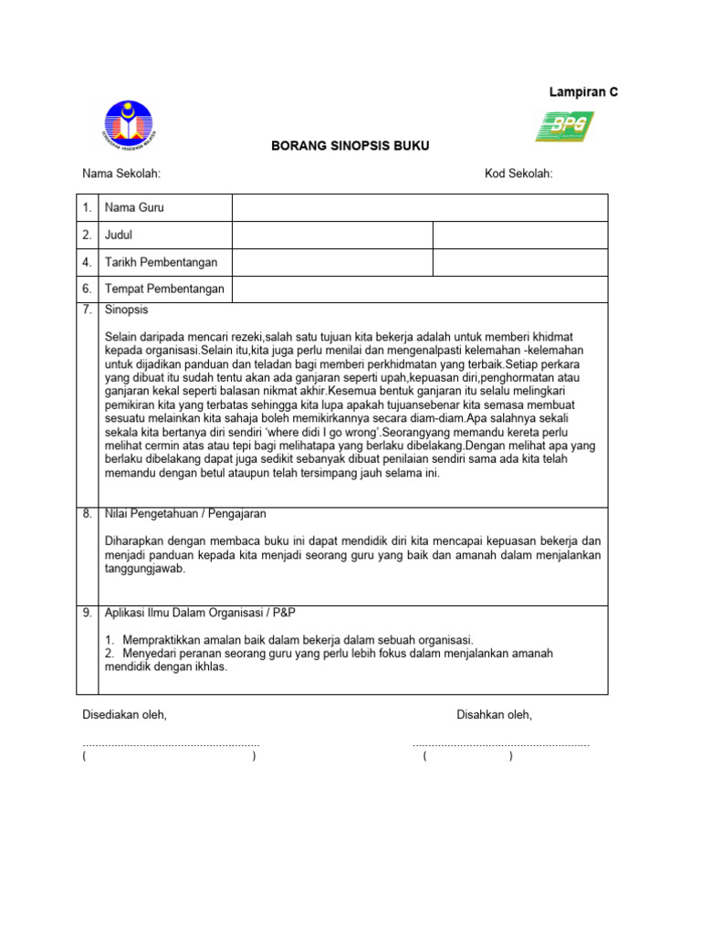 Contoh Sinopsis Buku | PDF