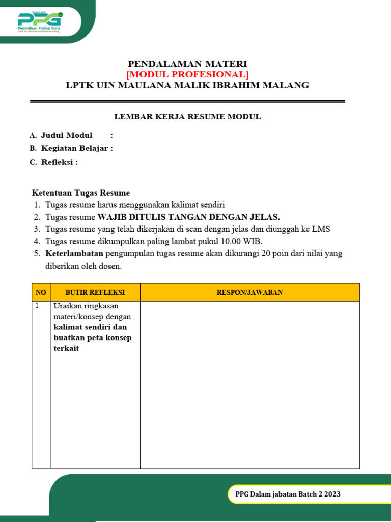 LK - Resume Pendalaman Materi PPG 2023 - Profesional 1 2 3 4 | PDF
