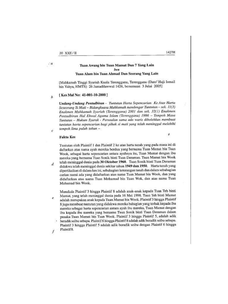 TUAN AWANG TUAN MAMAT [2006] 22 JH 207 | PDF