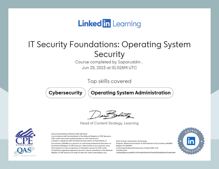 Certificateofcompletion It Security Foundations Operating System Security Pdf 