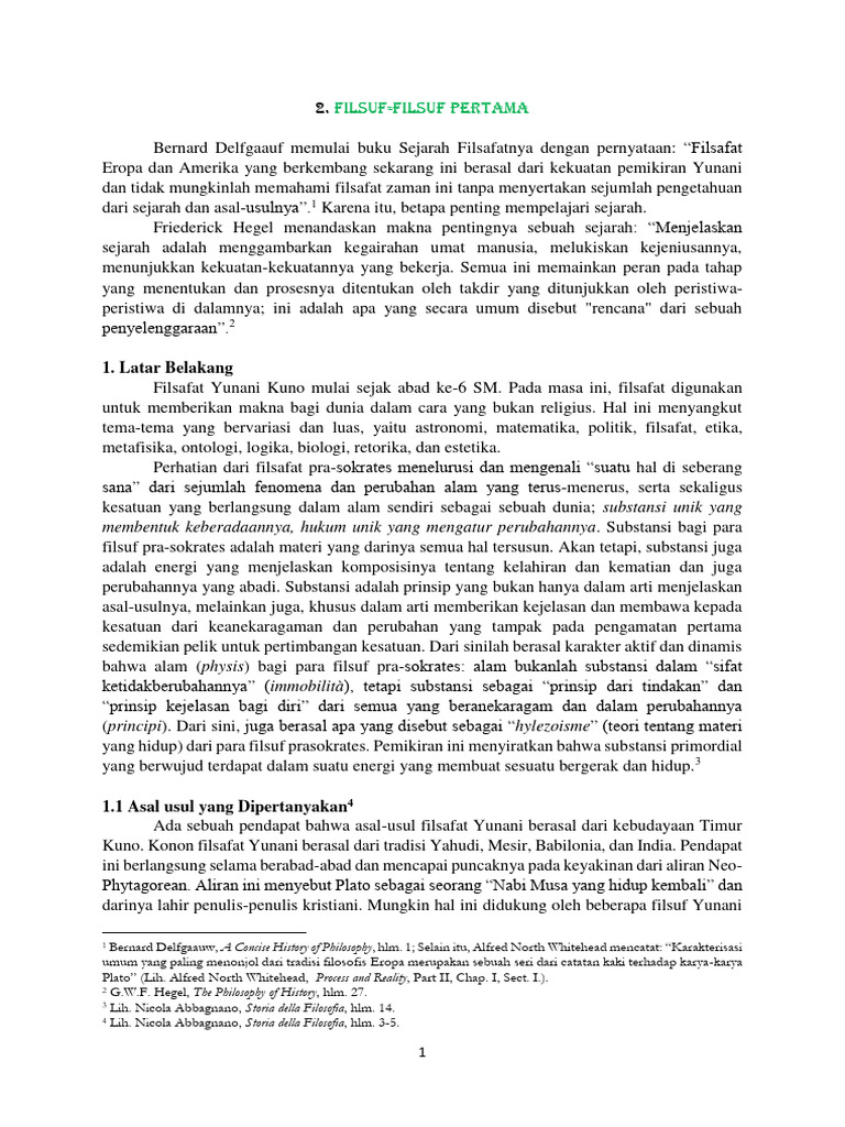 FIlsuf-Filsuf Pertama | PDF | Ilmu Sosial | Filsafat