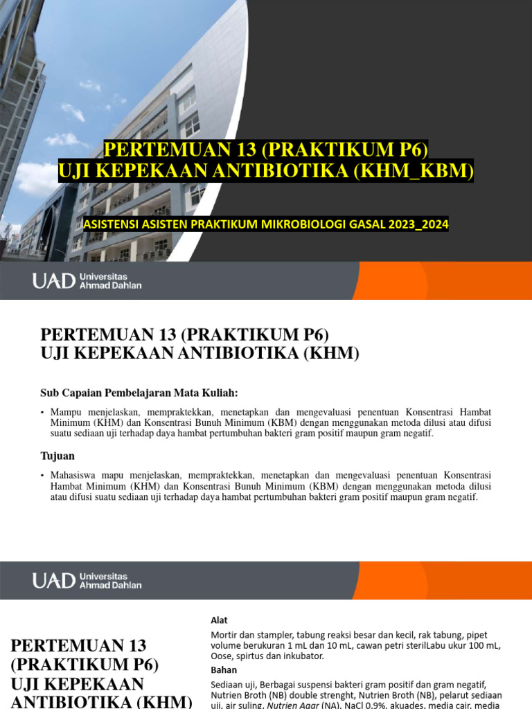Uji Kepekaan Antibiotika: KHM & KBM | PDF