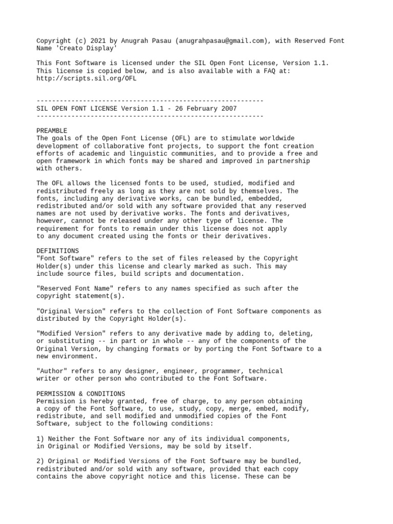 Sil Open Font License | PDF | Copyright | Software