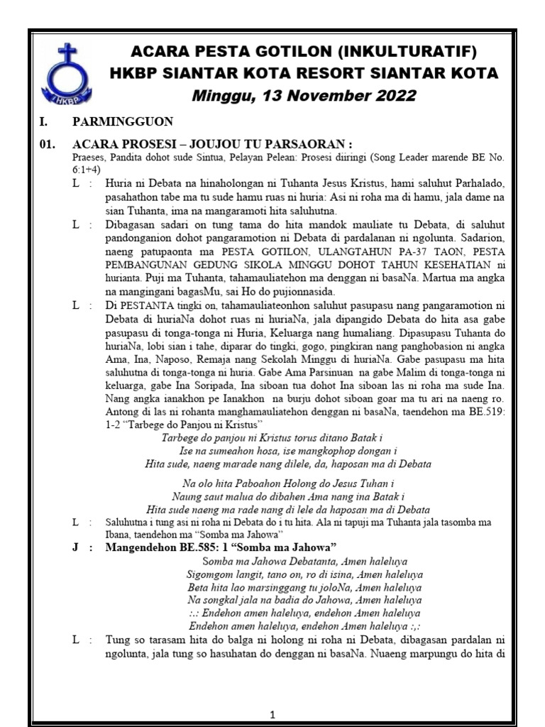 ACARA PESTA GOTILON INKULTURATIF | PDF