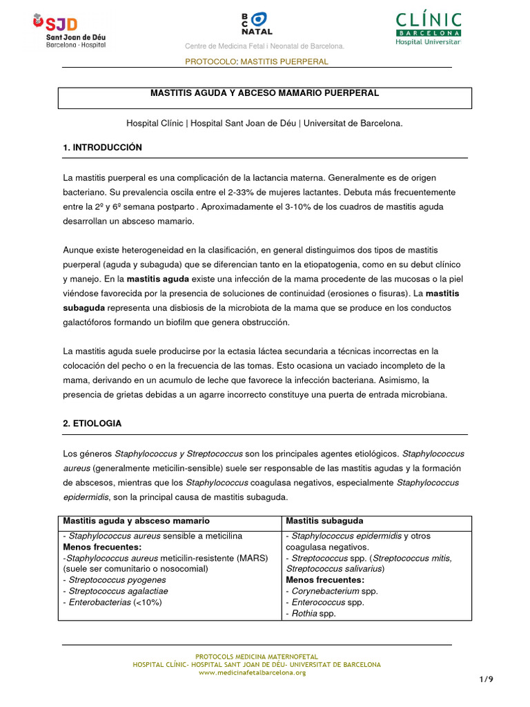 Mastitis Aguda | PDF | Septicemia | Pecho