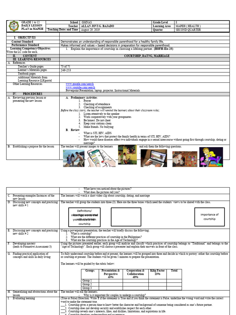 DLL For COT 2nd | PDF | Teachers | Learning