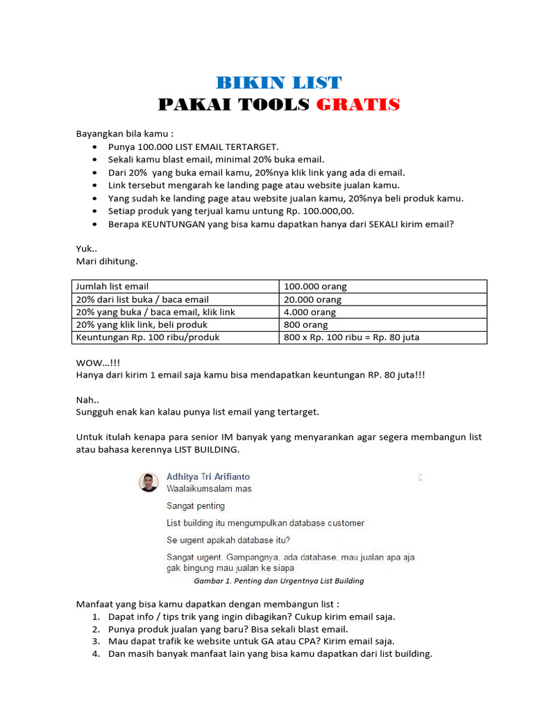 Bikin List Dengan Tools Gratis | PDF