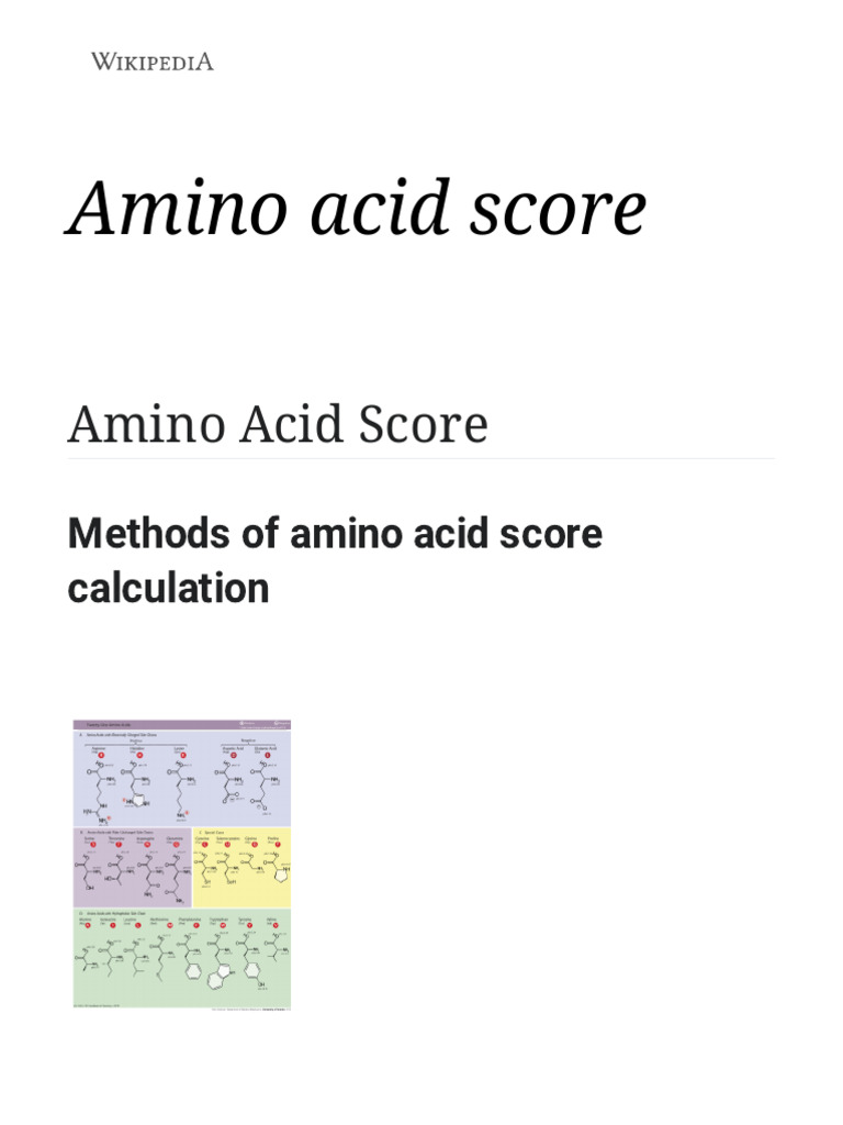 Amino Acid Score - Wikipedia | PDF | Amino Acid | Proteins