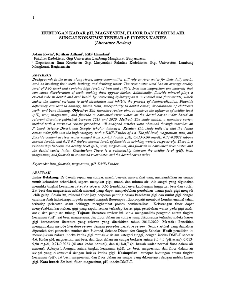 Kerangka Jurnal Adam Kevin | PDF | Gigi Manusia | Ilmu Kimia