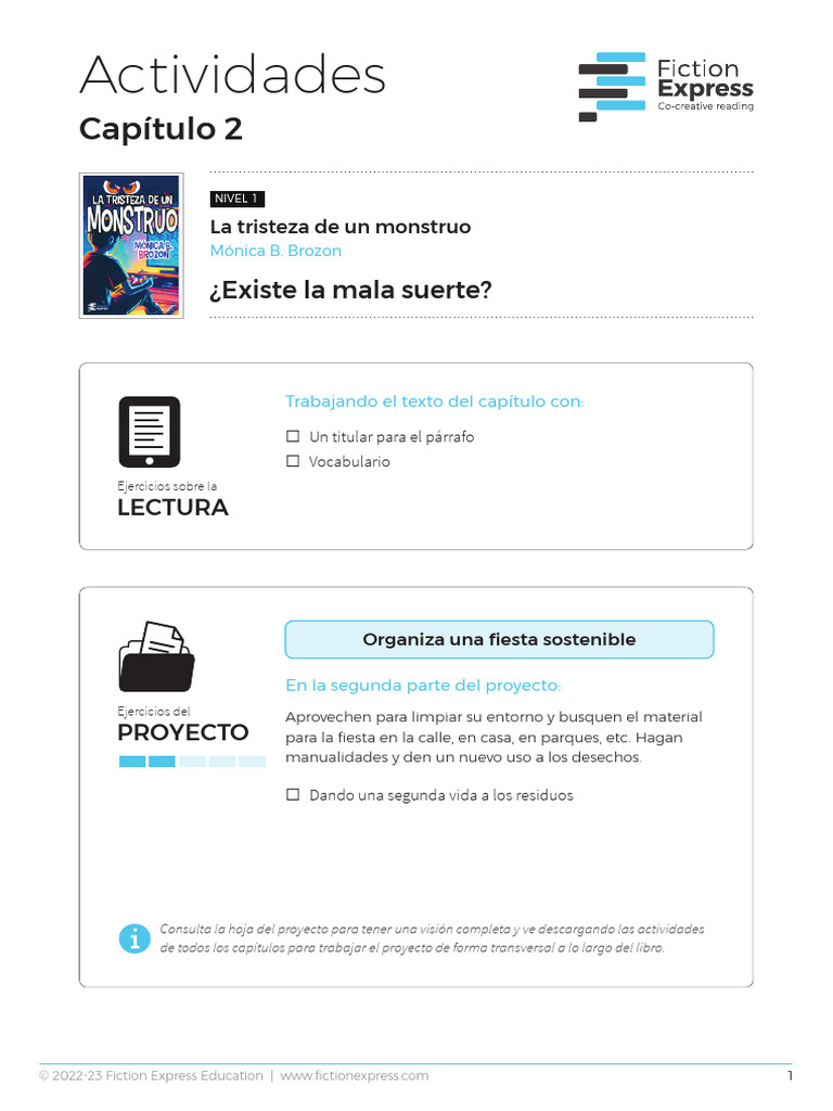 Alumno Actividades La Tristeza de Un Monstruo Capitulo 2 2 | PDF