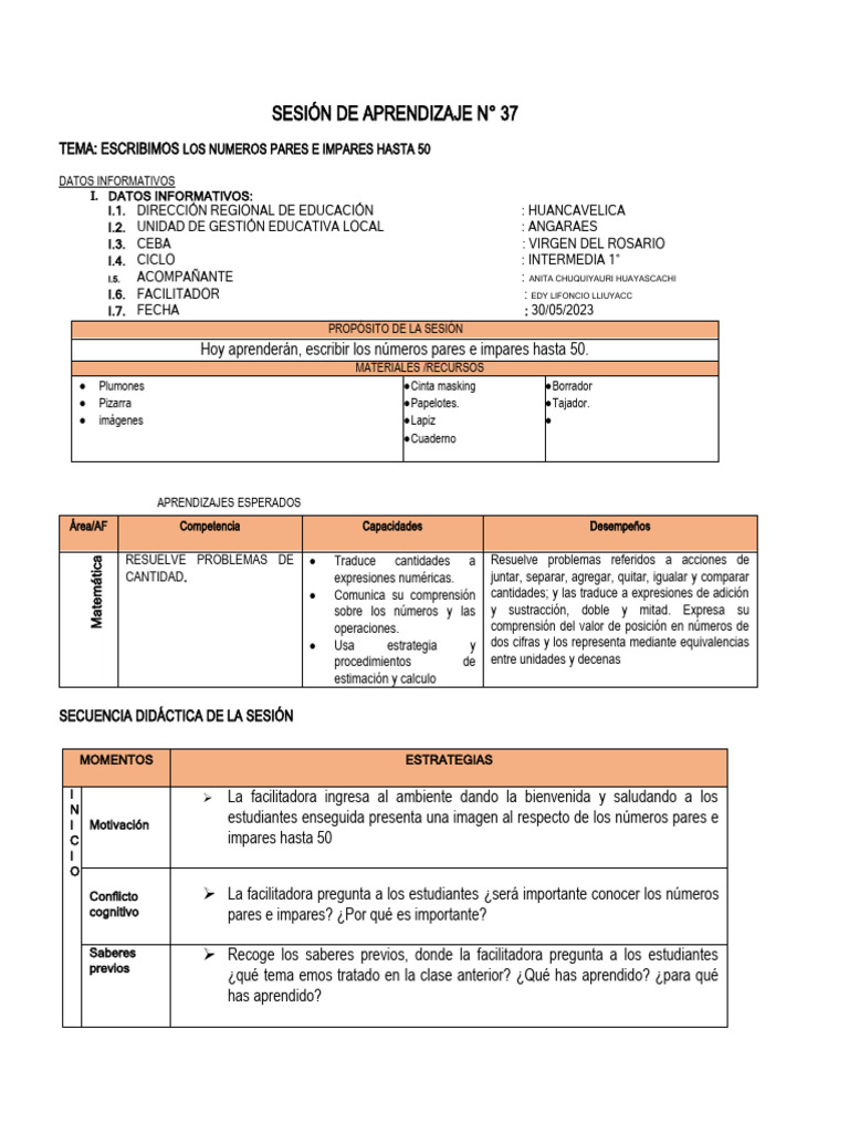 Sesión de Aprendizaje | PDF | Evaluación | Aprendizaje