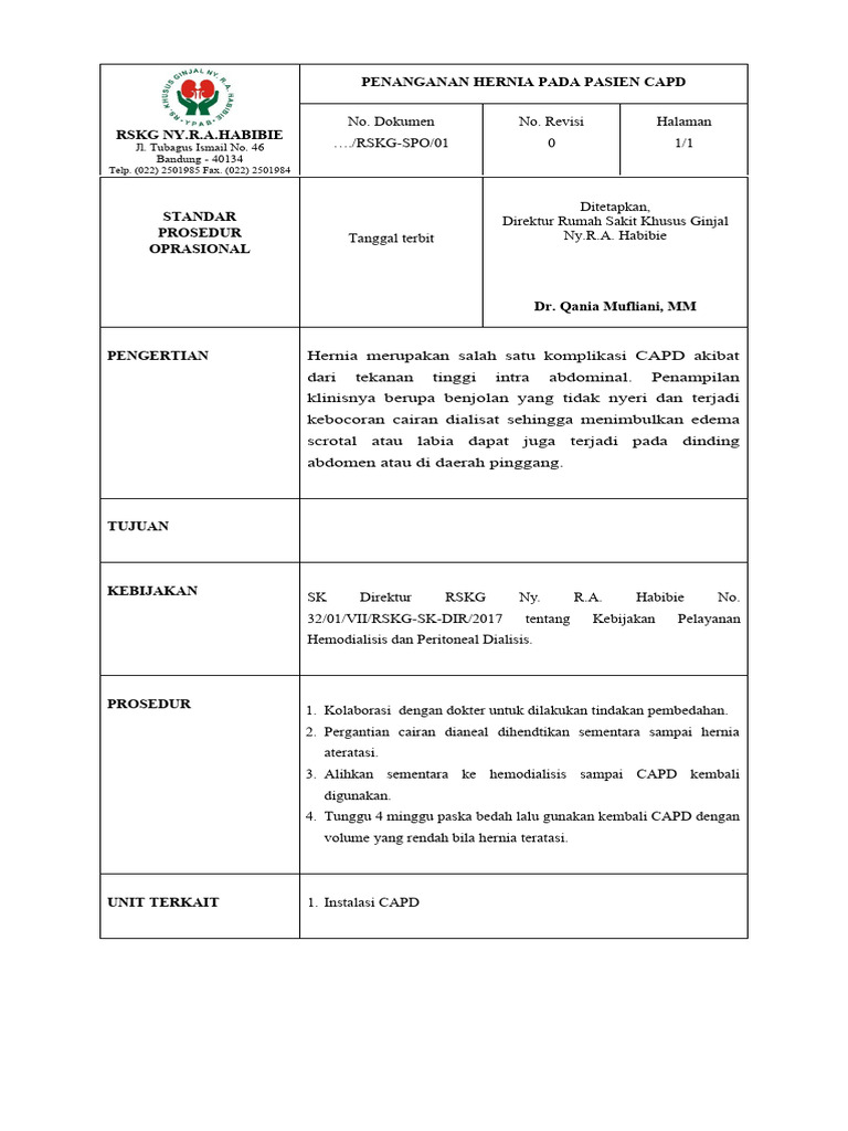 SPO Penaganan Hernia Pada Pasien CAPD | PDF