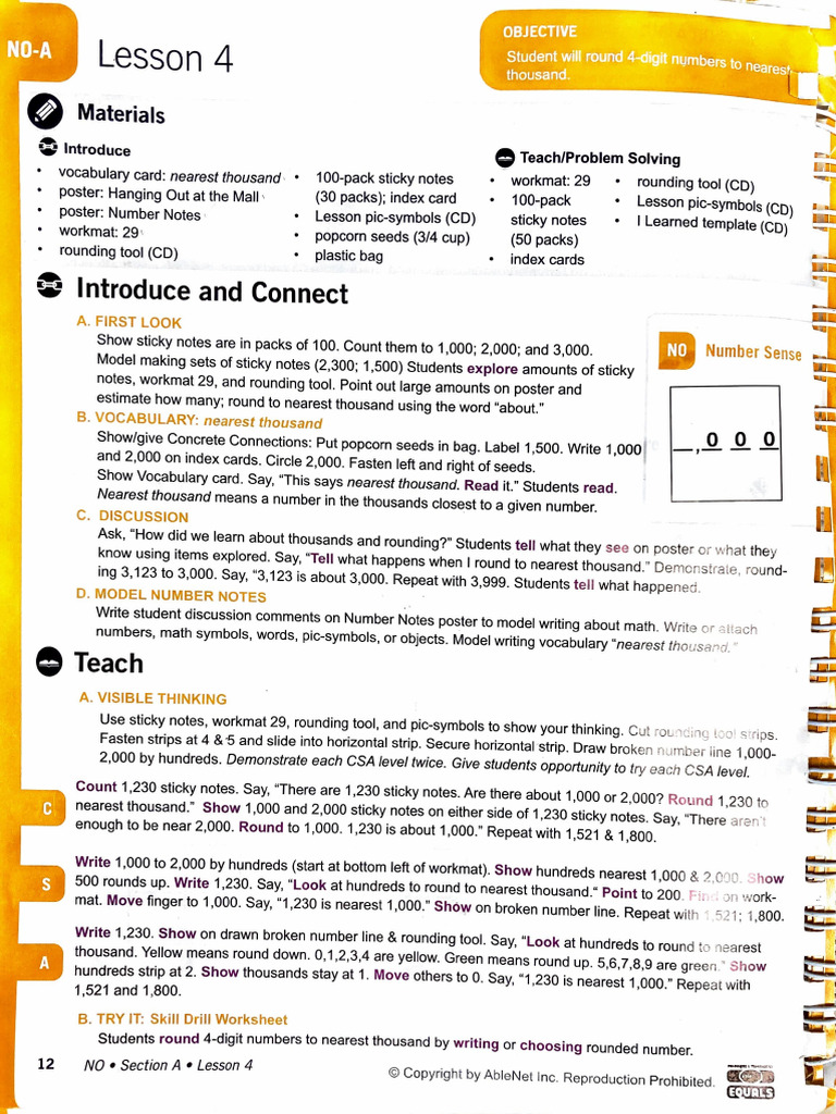 Equals Math Noa Lesson 4 | PDF