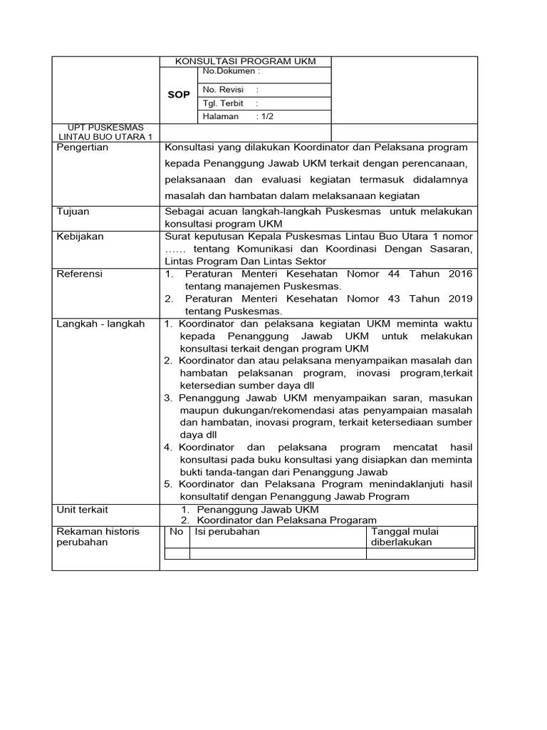 Sop Konsultasi Program Ukm | PDF | Karier & Perkembangan