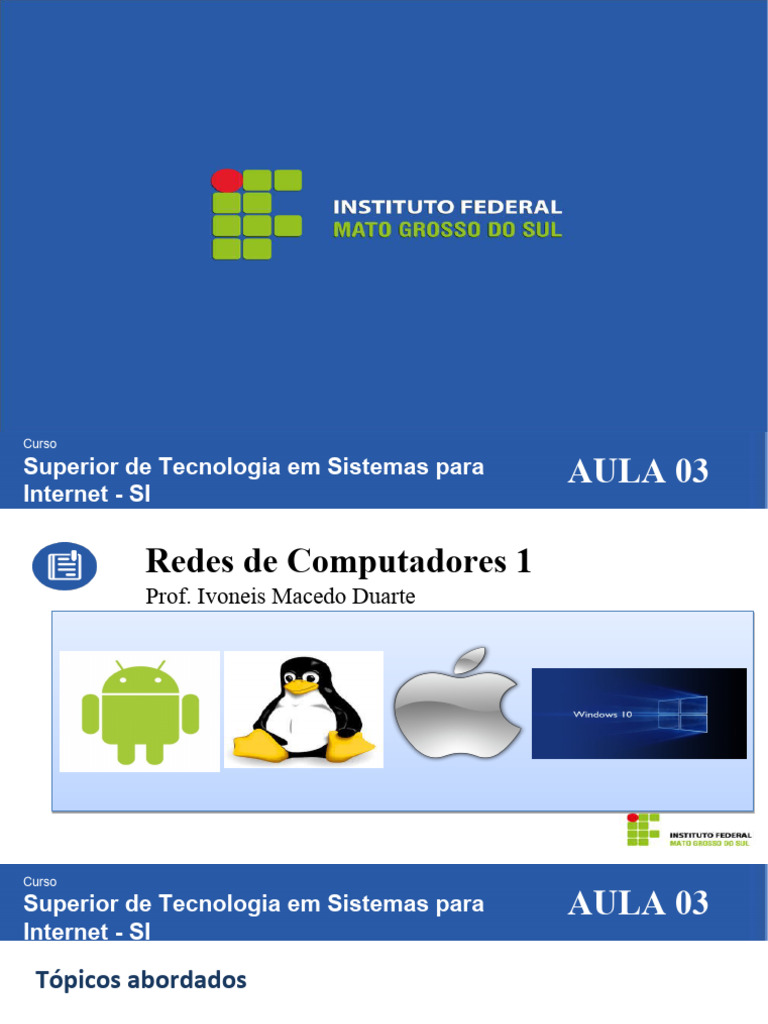 SI Redes de Computadores I - Aula 3 - Tipos e Topologias de Rede | PDF ...